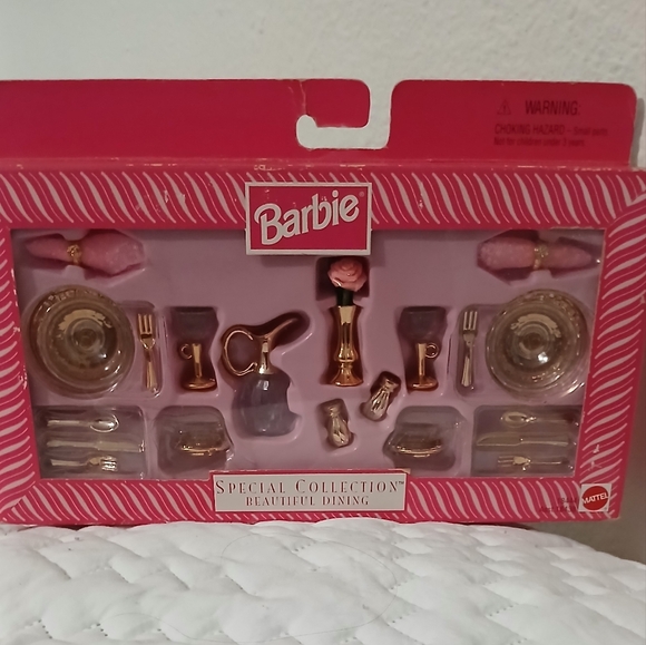 Barbie | Toys | Barbie Special Collection Dining Set With Pink And Gold ...